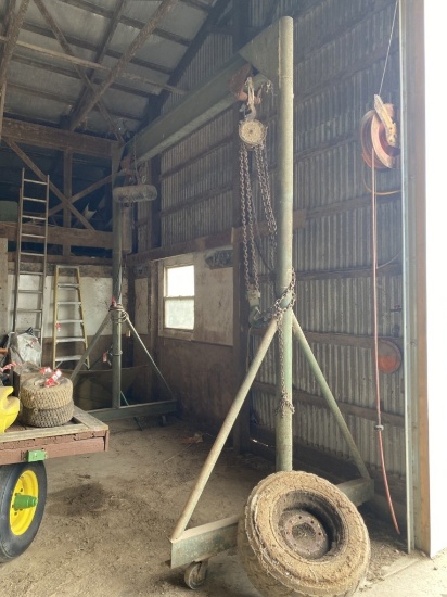 A-FRAME HOIST WITH 1/2 TON ELECTRIC HOIST AND MANUAL CHAIN FALL ...