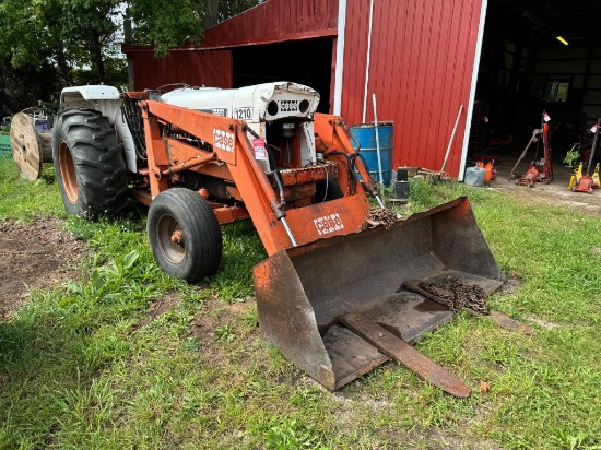 CASE 1210 TRACTOR WITH CASE 60 LOADER, BUCKET HAS FORKS BOLTED ON, 3PT ...
