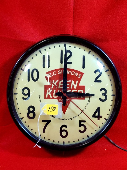 S158: Ec Simmons Keen Kutter Round Electric Wall Clock, Glass Front ...