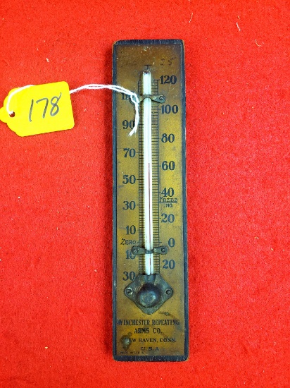 S178: Winchester Wood Gold Back Thermometer | Online Auctions | Proxibid