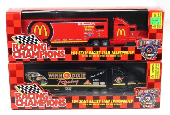 Racing Team Transporters (2), Nascar Racing Champions, 1:64 scale, MIB ...