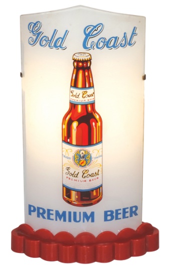 Breweriana Bullet Sign, Gold Coast Premium Beer, a Blue Ribbon Display ...