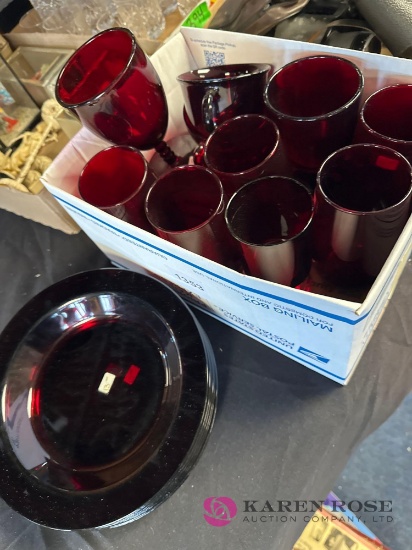 16- pieces of ruby red glassware | Online Auctions | Proxibid