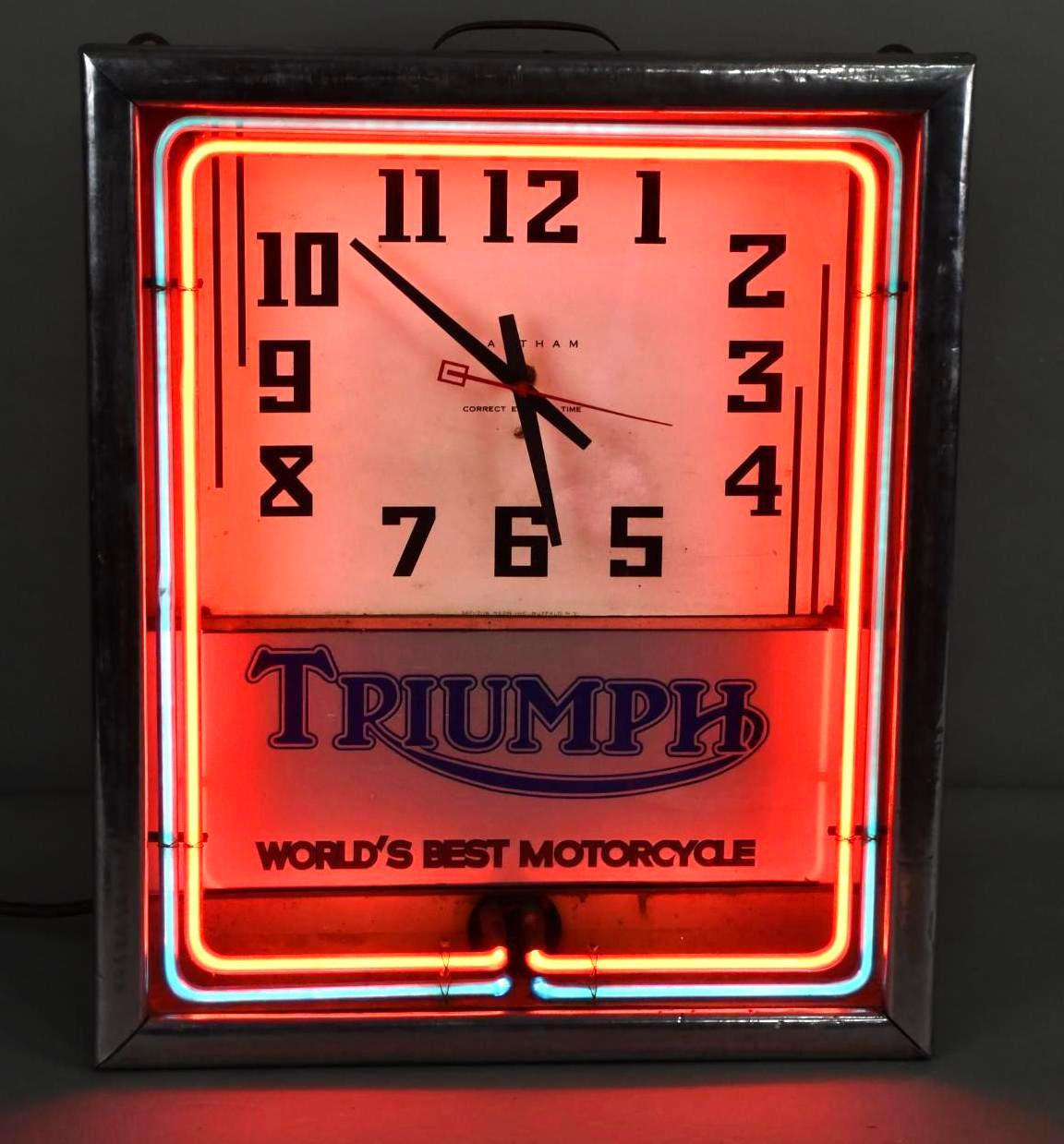 Neon Lighted Clock w/Triumph "World's Best | Proxibid
