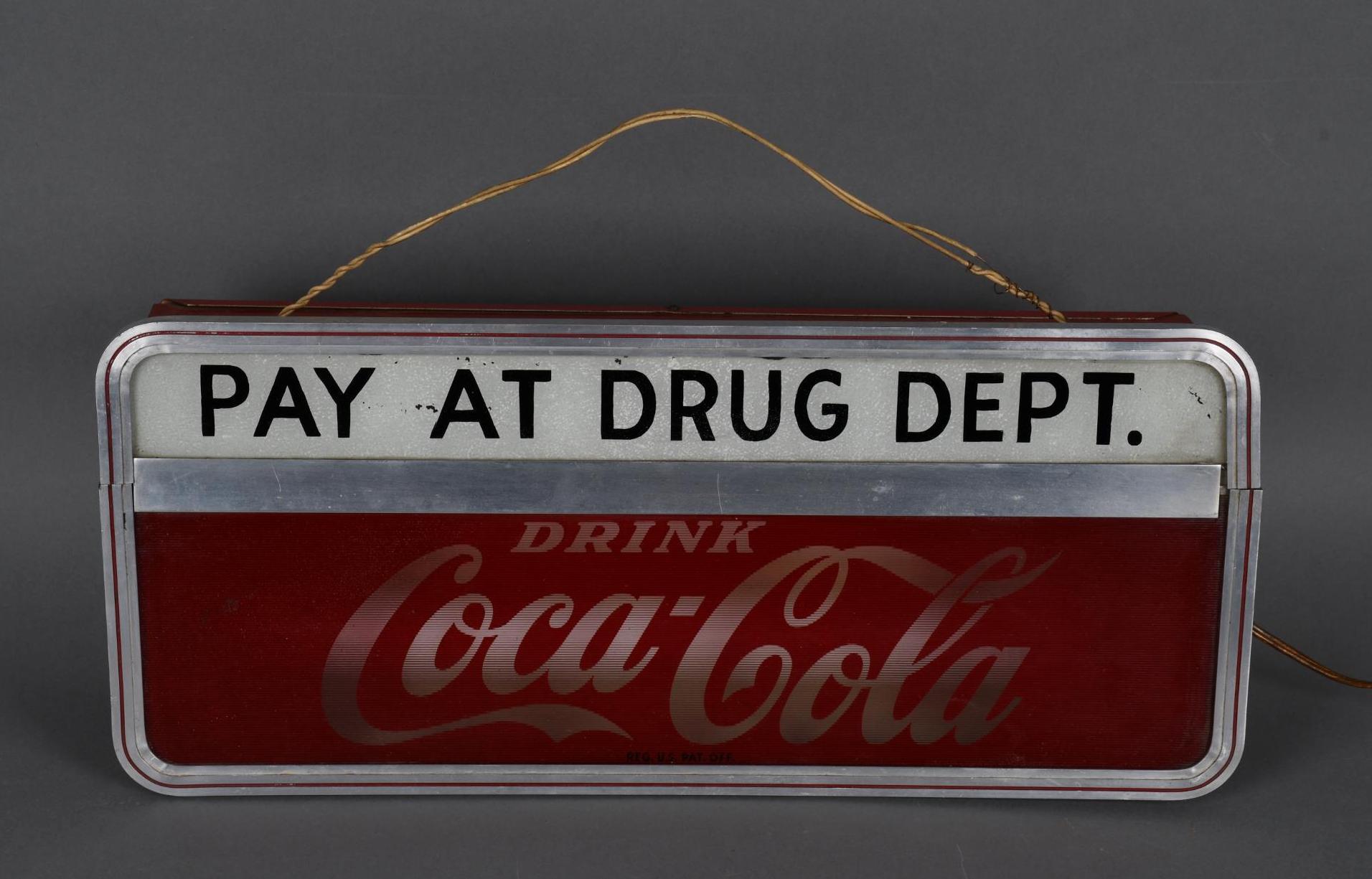Drink Coca-Cola "Pay at Drug Dept." Lighted Sign | Proxibid