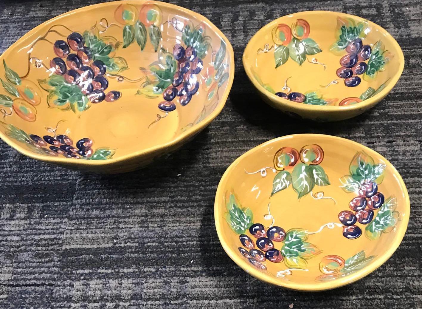 3- set bowls golden Napa Maxcera hand painted | Proxibid