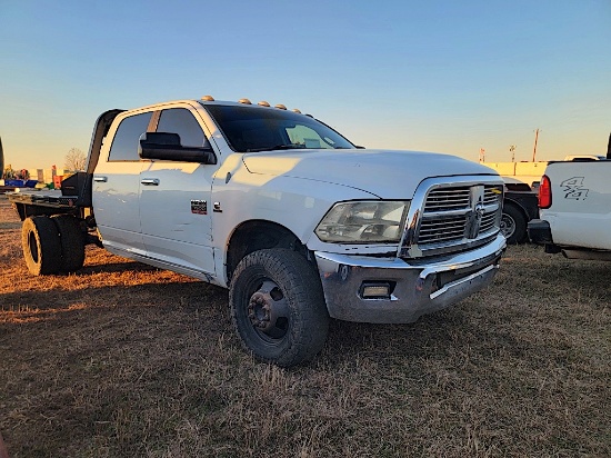 2011 Dodge 3500 4WD Flatbed Truck, s/n 3D73Y4CL2BG508686: Crew Cab ...