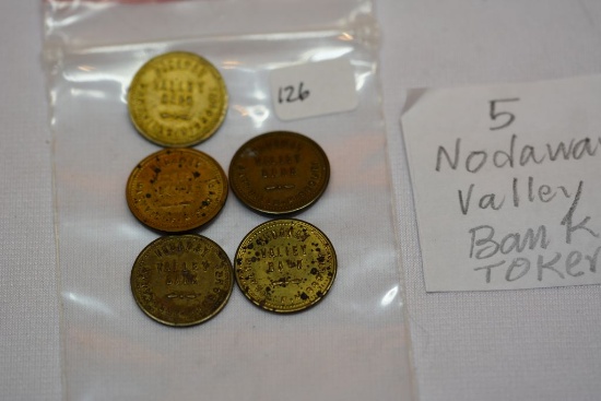 1 Lot of 5 Nodaway Valley Bank, Maryville, MO, Tokens | Online Auctions ...