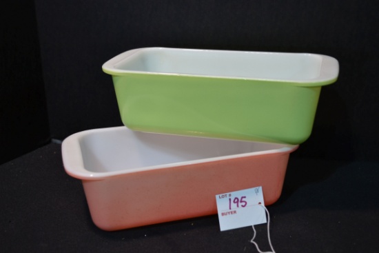 Pair of Pyrex Loaf Pans in Lime Green and Pink Desert Dawn; Very Nice ...