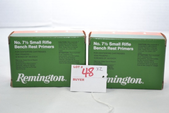 2 Boxes - Remington No. 7-1/2 Small Rifle Bench Rest Primers; 1000 ...