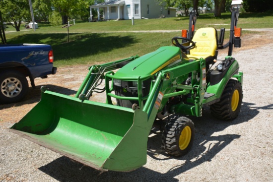 John Deere 1025R FWD Lawn Tractor w/H120 Loader, Light Package, ROPS ...