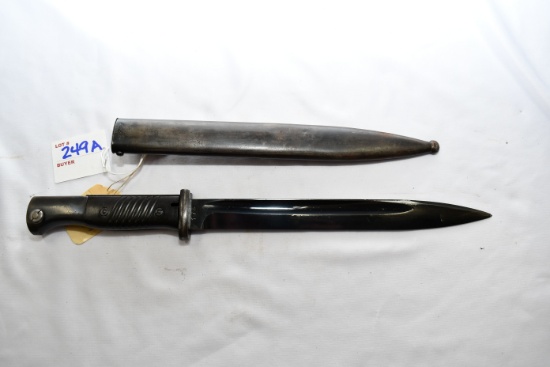 German 1884-98 Bayonet w/Scabbard; Dated 1942; Nazi-Marked; 15" OAL, 9 ...