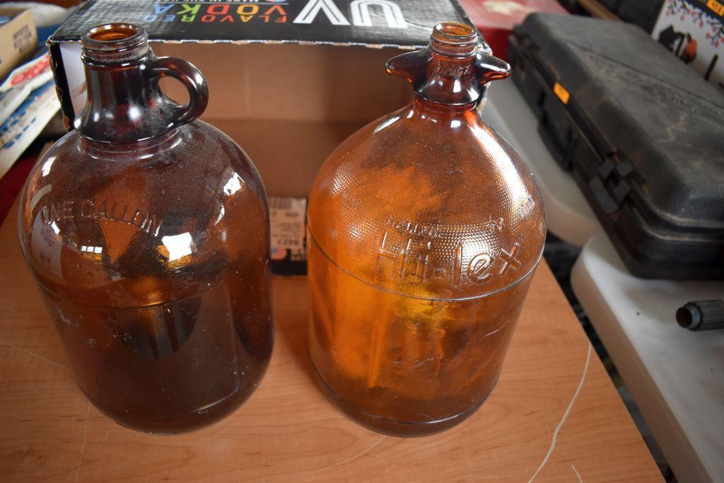 2 Vintage Brown Glass Gallon Jugs - 1 Is Stamped | Proxibid