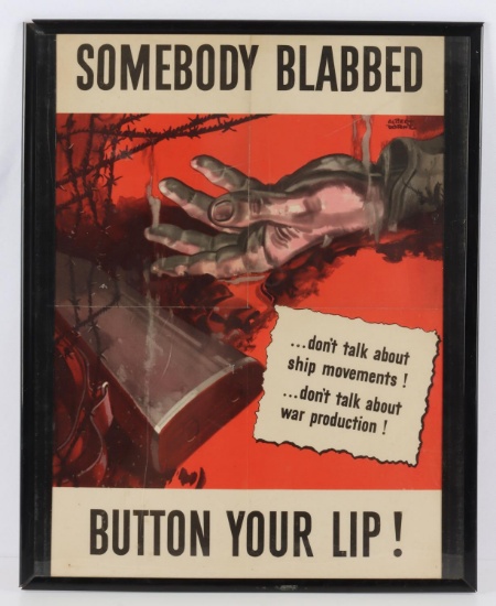 WWII POSTER SOMEBODY BLABBED BUTTON YOUR LIP | Guns & Military ...