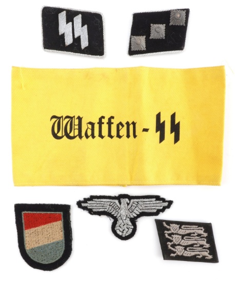 WWII GERMAN SS ARMBAND & COLLAR TAB LOT 6 PCS | Guns & Military ...