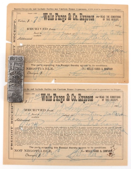1856 WELLS FARGO STAMPED SILVER BULLION 8.2 OZ | Art, Antiques ...