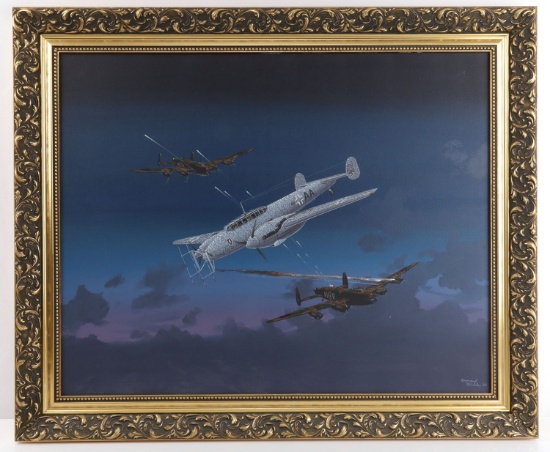 RAY WADDEY MESSERSCHMITT BF110 CANVAS PAINTING | Art, Antiques ...