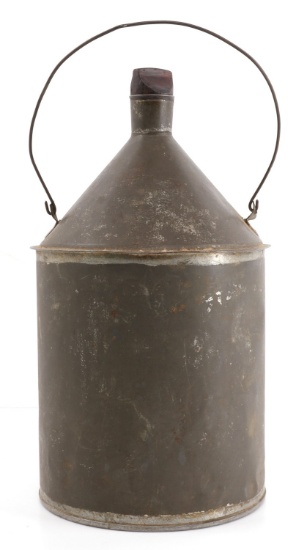 19TH CENTURY TIN JUG CANTEEN W CARVED WOOD STOP | Guns & Military ...