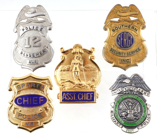 5 OBSOLETE LAW ENFORCEMENT ARMY MP BADGES | Art, Antiques ...