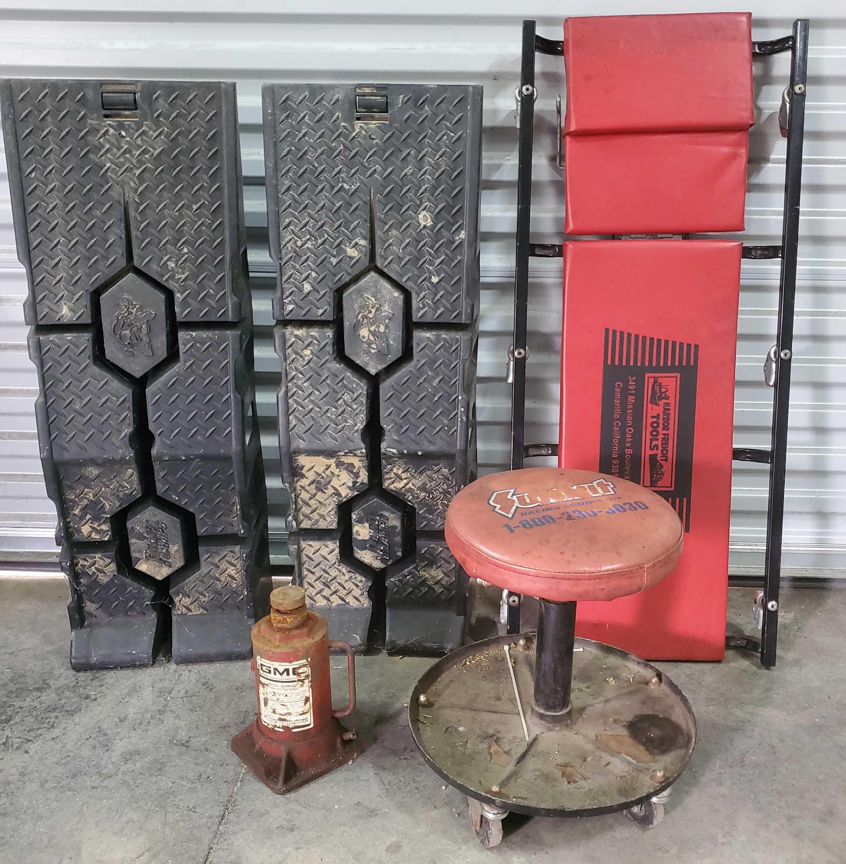 Creeper, Mechanics Stool, Car Ramps & 12-Ton GMC | Proxibid