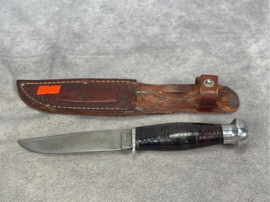 CATTARAUGUS FIXED BLADE KNIFE AND SHEATH | Guns & Military Artifacts ...