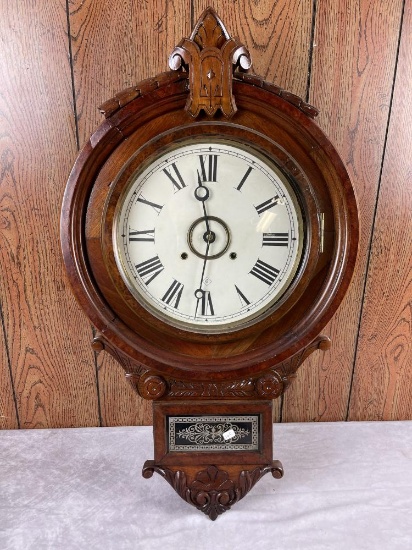 Gilbert circle drop walnut wall clock - Circ 1880 | Art, Antiques ...