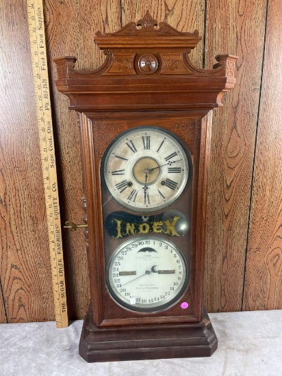 Ithaca model index walnut calendar mantel clock - Circ 1880 - cracked ...