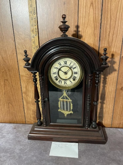 Welch 8-day rosewood mantel clock w/ angel figurines - Circ 1880 | Art ...