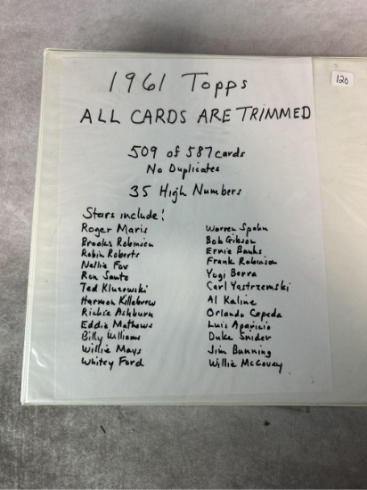 1961 Topps Baseball Cards - 509 of 587 w/ 35 High Numbers - All Cards ...
