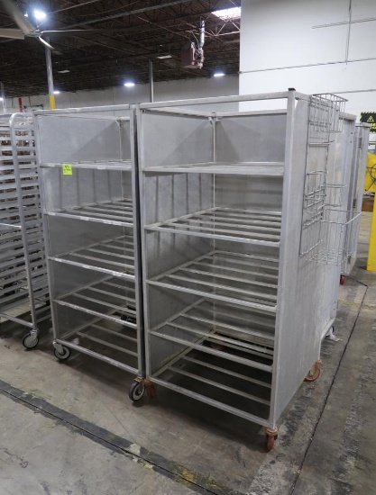 aluminum tub/tray racks w/ 3) sides covered, on casters | Industrial ...