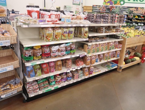 8' Lozier wall shelving; upright wall shelving, base, & base deck only ...