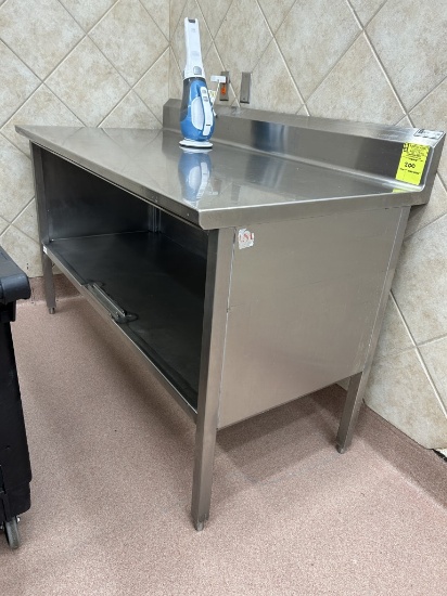 JOHN BOOS 5FT STAINLESS STEEL TABLE W/ BACKSPLASH AND STORAGE ...