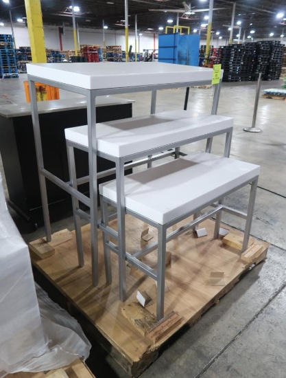 set of nesting tables- steel frame & solid surface tops | Industrial ...