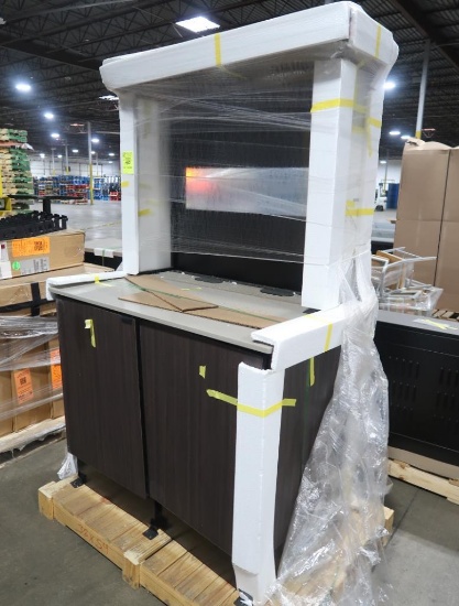 work counter w/ solid surface top & back wall | Industrial Machinery ...