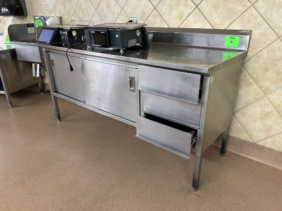 JOHN BOOS 6FT STAINLESS STEEL TABLE W/ BACKSPLASH AND STORAGE ...