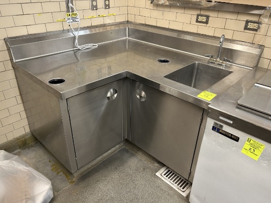 CURB MOUNTED L-SHAPED STAINLESS SINK TABLE | Industrial Machinery ...