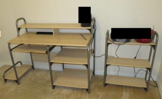 computer table and matching shelf unit | Online Auctions | Proxibid