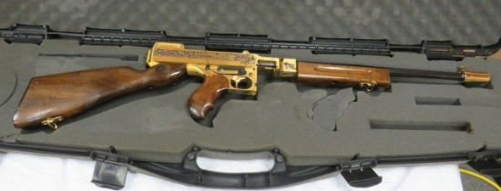 Thompson Semi-auto 14kt gold plated machine gun, Commemorative World ...
