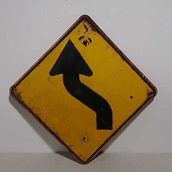 SS Old curve symbal heavy metal road sign | Proxibid