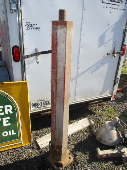 SIGN POLE WITH SLIP STUB-64 IN. TALL. DENT IN BASE. MARKED 'REVERE ...
