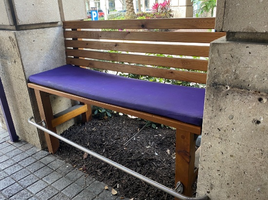 70-Inch Wood Outdoor Bench With Stainless Steel Foot Rail. His Benches ...