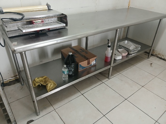 10' Stainless Steel Work Top Table W/ Stainless Steel Under Shelf - Please see pics for ...