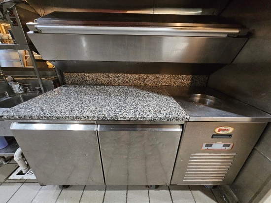 Marsal 68" Granite Top Rolling Two Door Refrigerated Pizza Prep Table ...