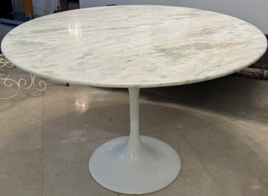 47" mid century modern Marble tear drop table with unique marble ...