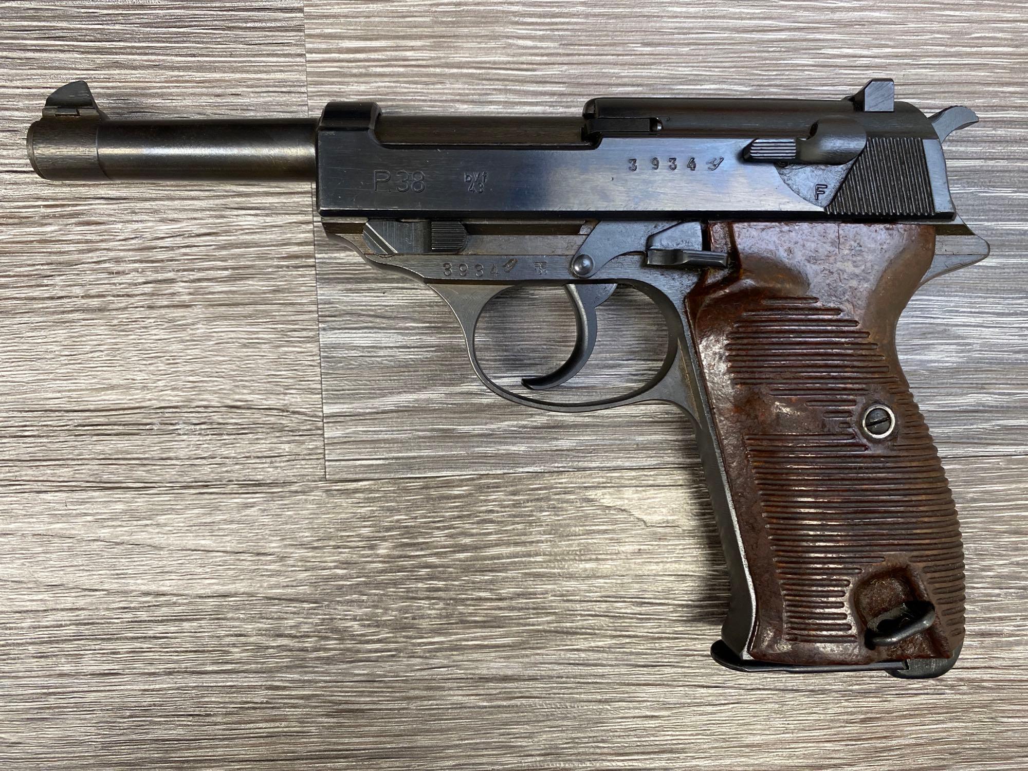 WWII NAZI MARKED WALTHER P38 9MM SEMI AUTO PISTOL | Proxibid