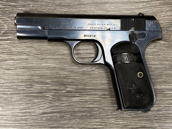 COLT MODEL 1903 HAMMERLESS .32 ACP CALIBER SEMI-AUTO PISTOL w/FACTORY ...