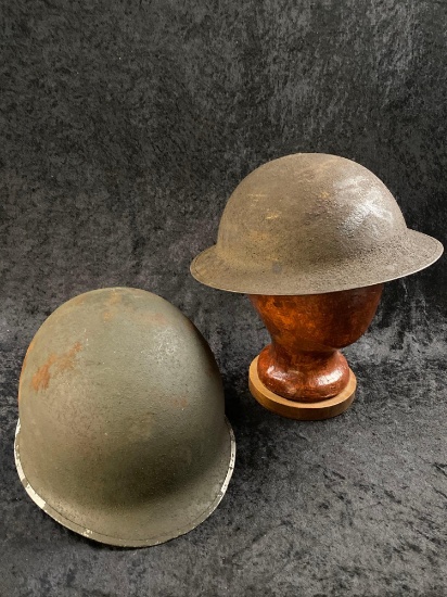 LOT OF 2 U.S. OR ALLIED MILITARY METAL HELMETS | Guns & Military ...
