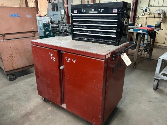 METAL WORK TOP TOOL CHEST ON CASTERS W/WILTON VISE & ATTACHED TOOL ...
