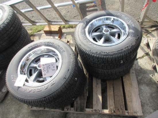(4) GRAND AM RADIAL GT 245/60R14 TIRES ON PONTIAC 5'' X 4 3/4'' LUG 14 ...