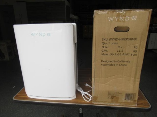 WYND MAX ROOM AIR PURIFIER W/ DOUBLE V SERIES HEPA FILTERS, PURIFIES ...